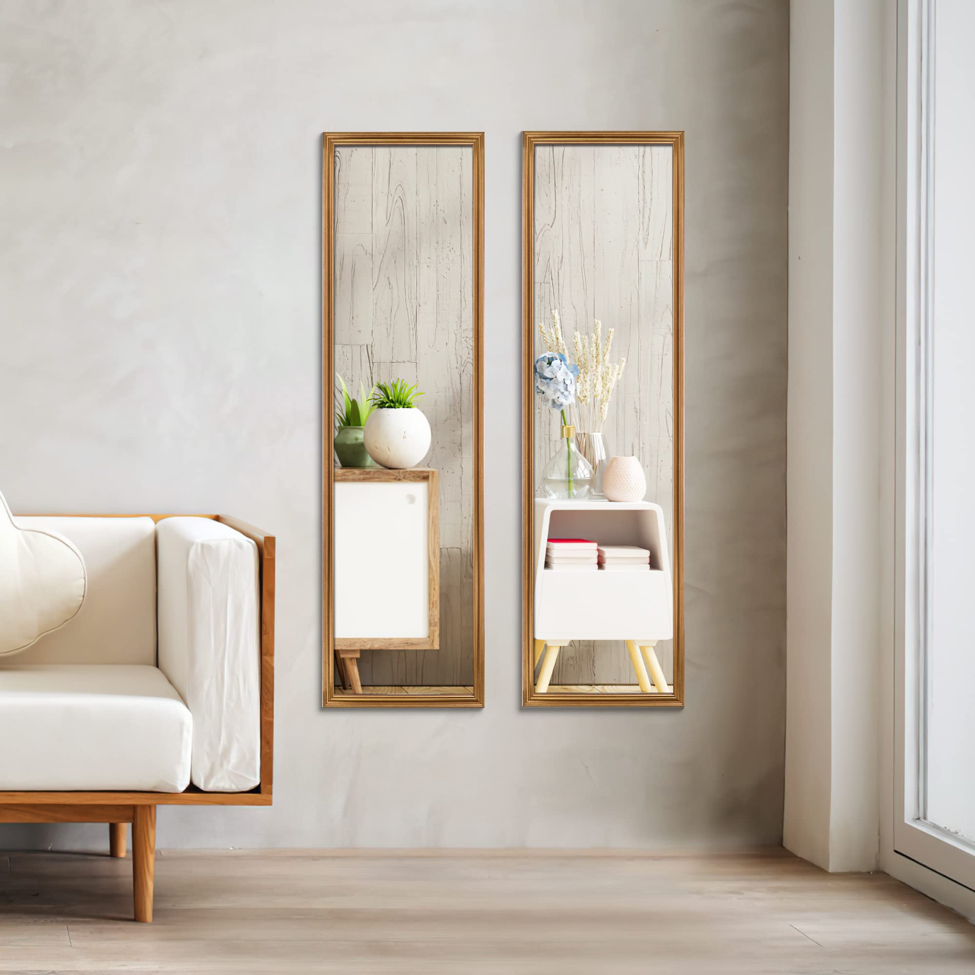 Edenseelake 2 Packs 14x48 Inch Full Length Wall Mirrors Over Door Mirror for Bedroom, Living Room, Black