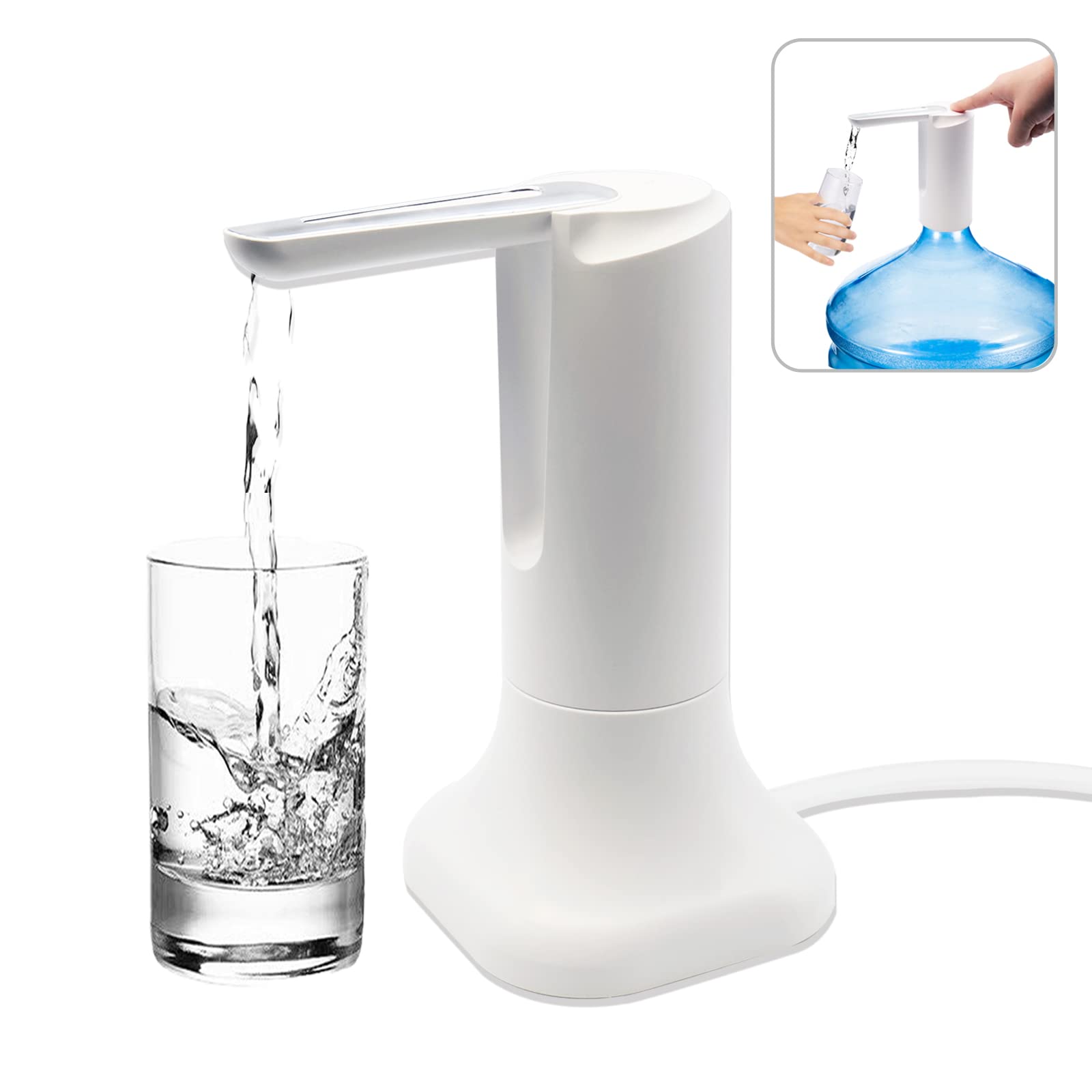 Desktop Water Dispenser for 5 Gallon Bottle, Smart Portable Water Dispenser, Electric Water Bottle Dispenser, USB Charging Automatic Water Jug Pump for Home Kitchen, Office, Outdoor