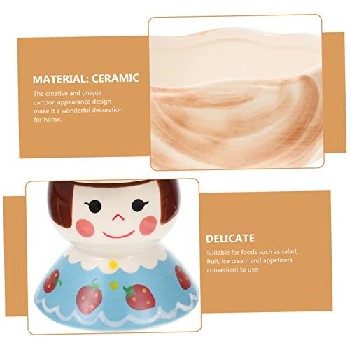 Mikinona Ceramic Doll Tray Ceramic Salad Bowl Oval Tray Extra Large Salad Bowl Trifle Bowl Small Bowls for Ice Cream Cartoon Fruit Plate Food Serving Bowl Footed Dessert Bowls Dessert Cup