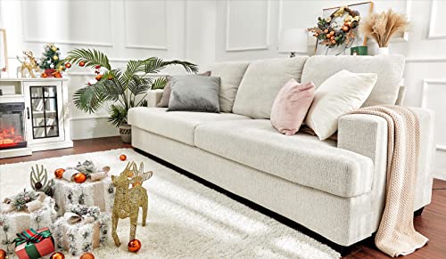 Merluxy Sofa, Deep Seat Sofa-Contemporary Chenille Sofa Couch, 3 Seater Sofa for Living Room-97 Wide Oversized Sofa, Beige Comfy Sofa