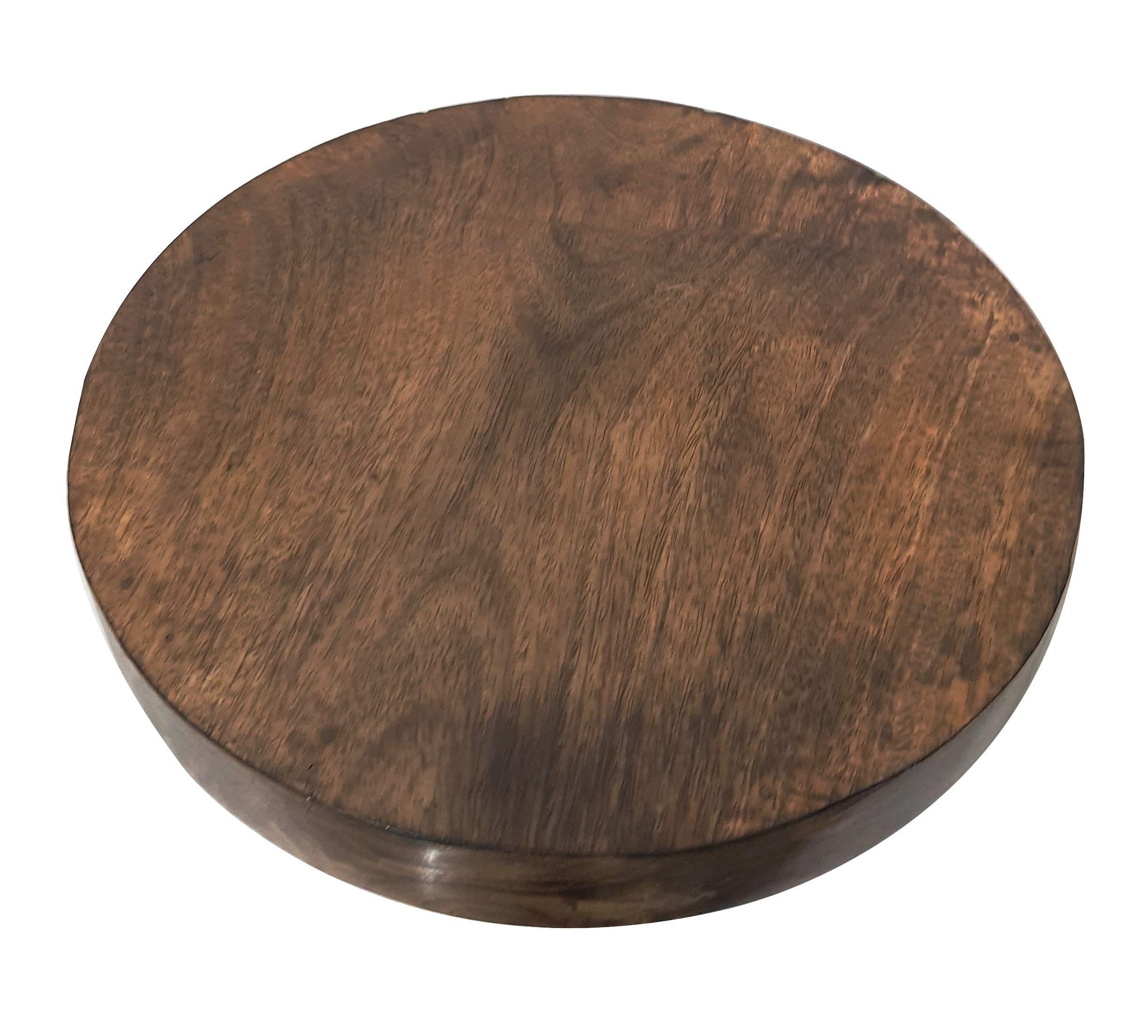 Handcrafted Antique Rustic Wooden Round Serving Trays Round with Handles Brown Kitchen Accessories Set of 2
