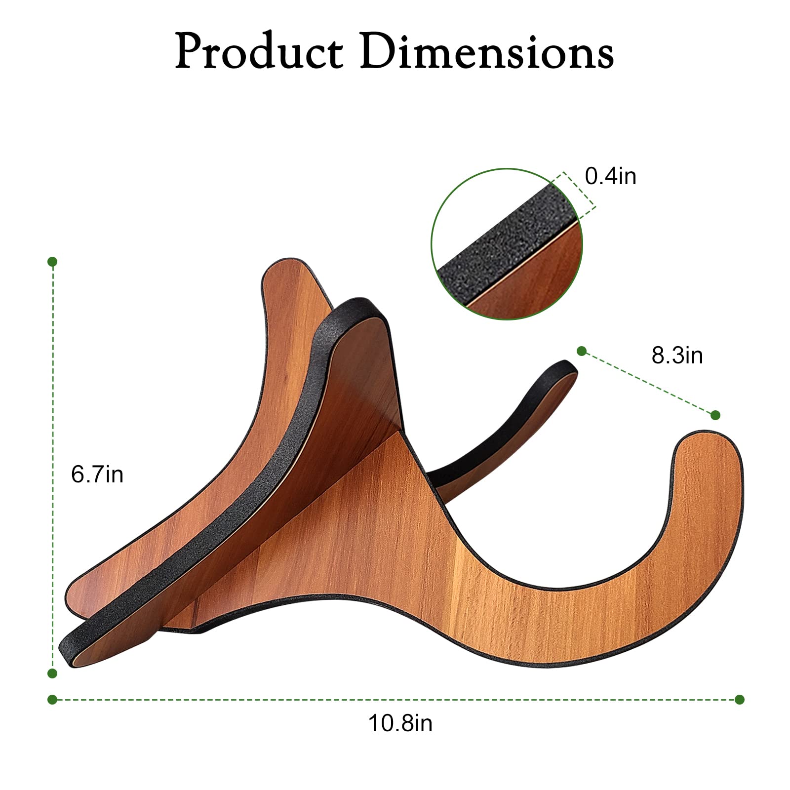 Graunton Ukulele Stand, Portable Wooden Ukulele Stand Floor, X-Frame Sturdy Instrument Stand with Soft Edge for Ukulele, Mandolins and Violins (Legno Color)