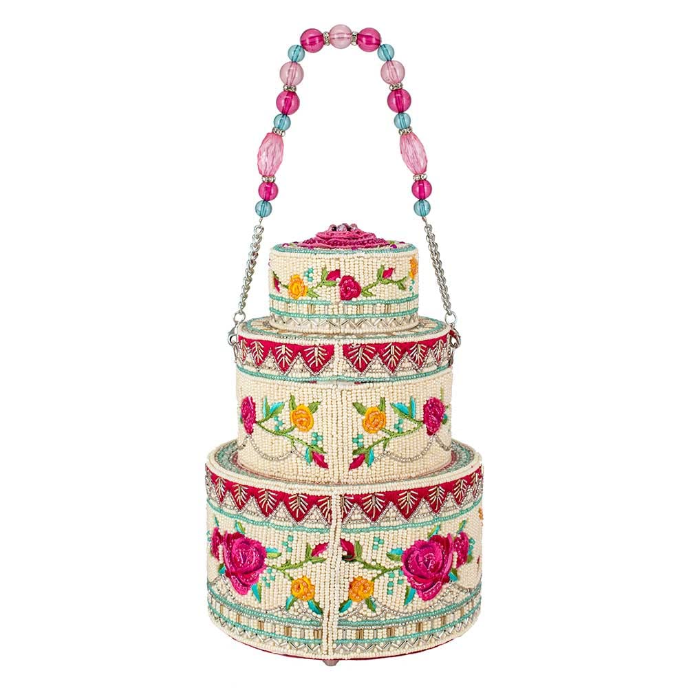 Mary Frances Layers of Love Beaded Top Handle Wedding Cake Bridal Handbag, Metallic