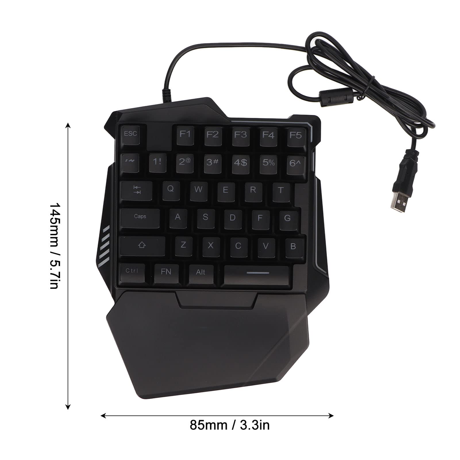 Naroote RGB Gaming Keyboard, ABS Material Colorful Backlight One Handed Gaming Keyboard 35 Keys for PC