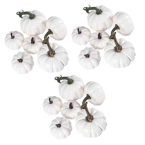 Garneck 18 Pcs Home Decor White Pumpkin DIY Pumpkin Simulation Pumpkin Mold Fake Pumpkin Dining Table