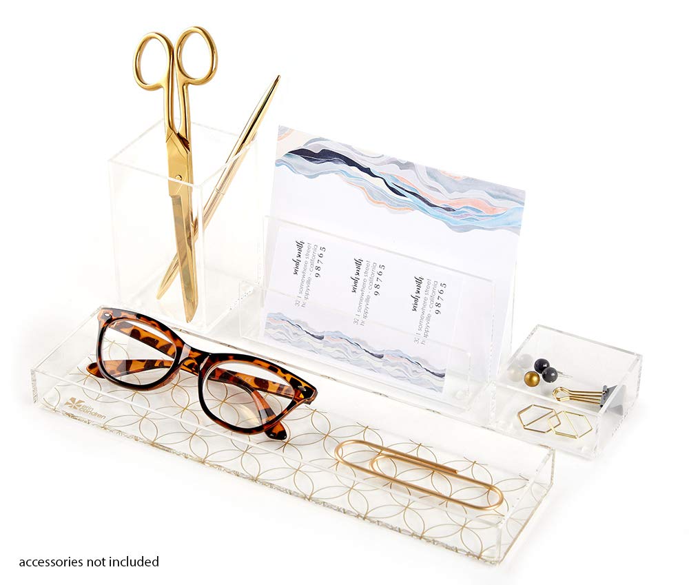 Erin Condren Designer Desk Accessories - Mid Century Circles Acrylic Nesting Desk Organizer Set of 4. Store Accessories Paper & More in One Convenient Organizer, For Elevated Desk Functionality