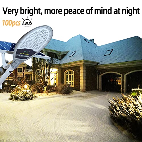 YiLaie Solar Street Light, Large Area Super Bright Long Time Outdoor Lighting Waterproof Solar Powered Street Light, Lighting for Driveway Barn Yard and Places Without Power, No Cable Laying Required