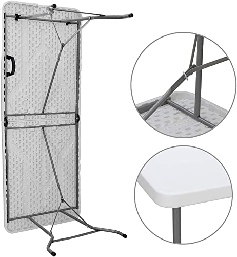 Edtian Folding 6ft Outdoor and Indoor Foldable Ideal for Camping and Picnic, Portable and Easy to Set Up, Perfect as a Card Craft Table, White