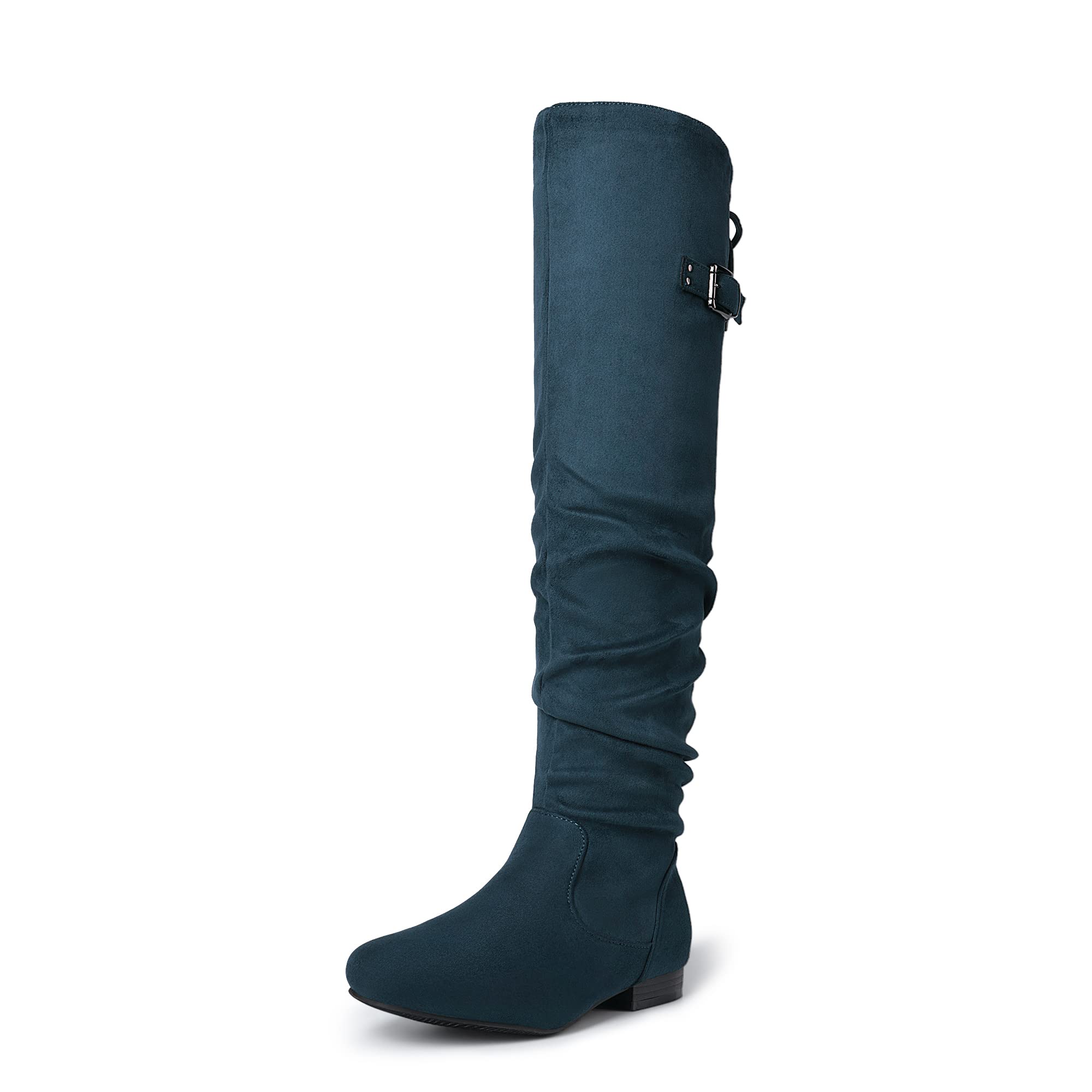 DREAM PAIRS Women's Colby Blue Over The Knee Pull On Boots - 9 M US