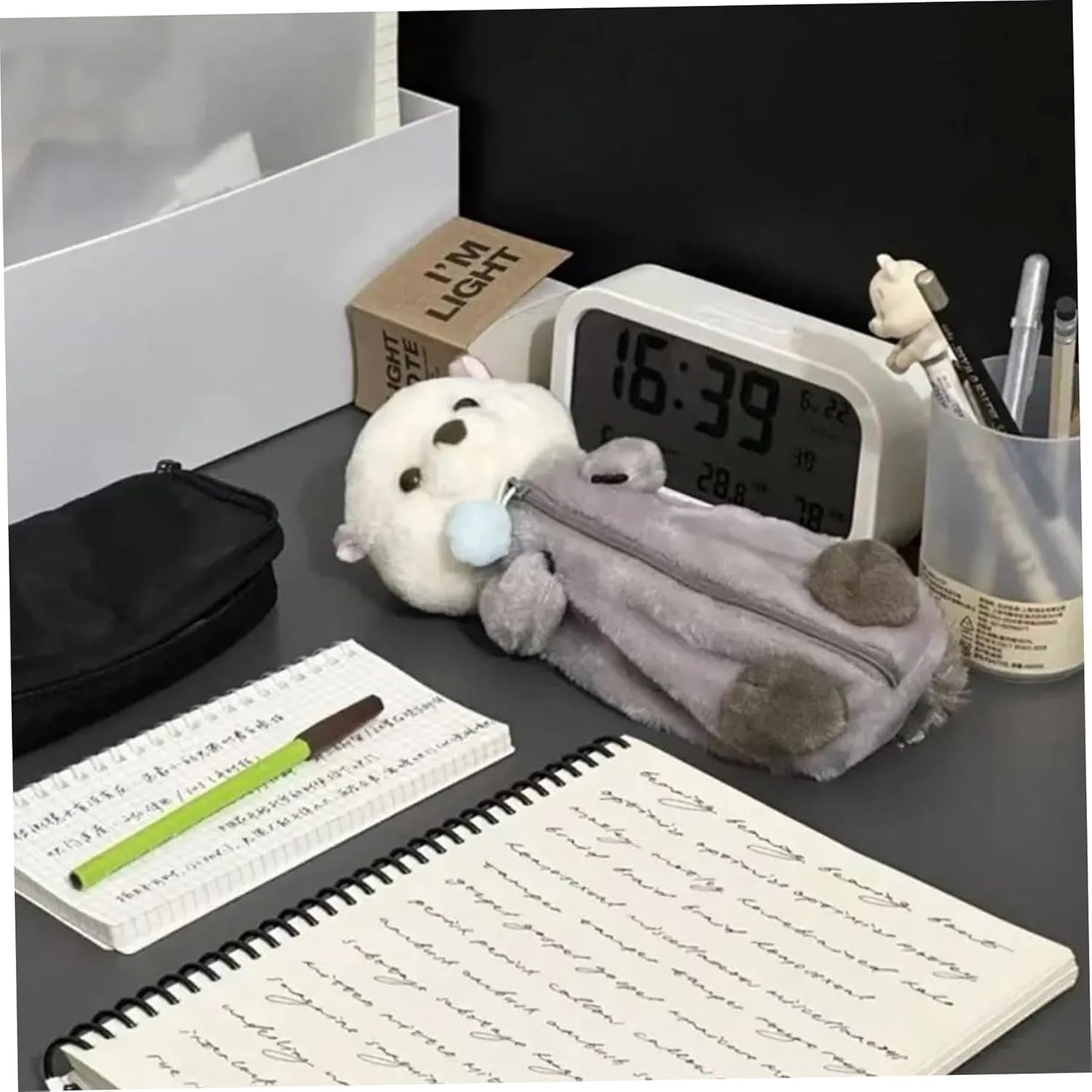 Otter Pencil Pouch, 3D Plush Animal Pencil Case, Large Capacity Plush Stationery Storage Bag Soft Plush Stationery Bag (1, Sea otter pencil bag)