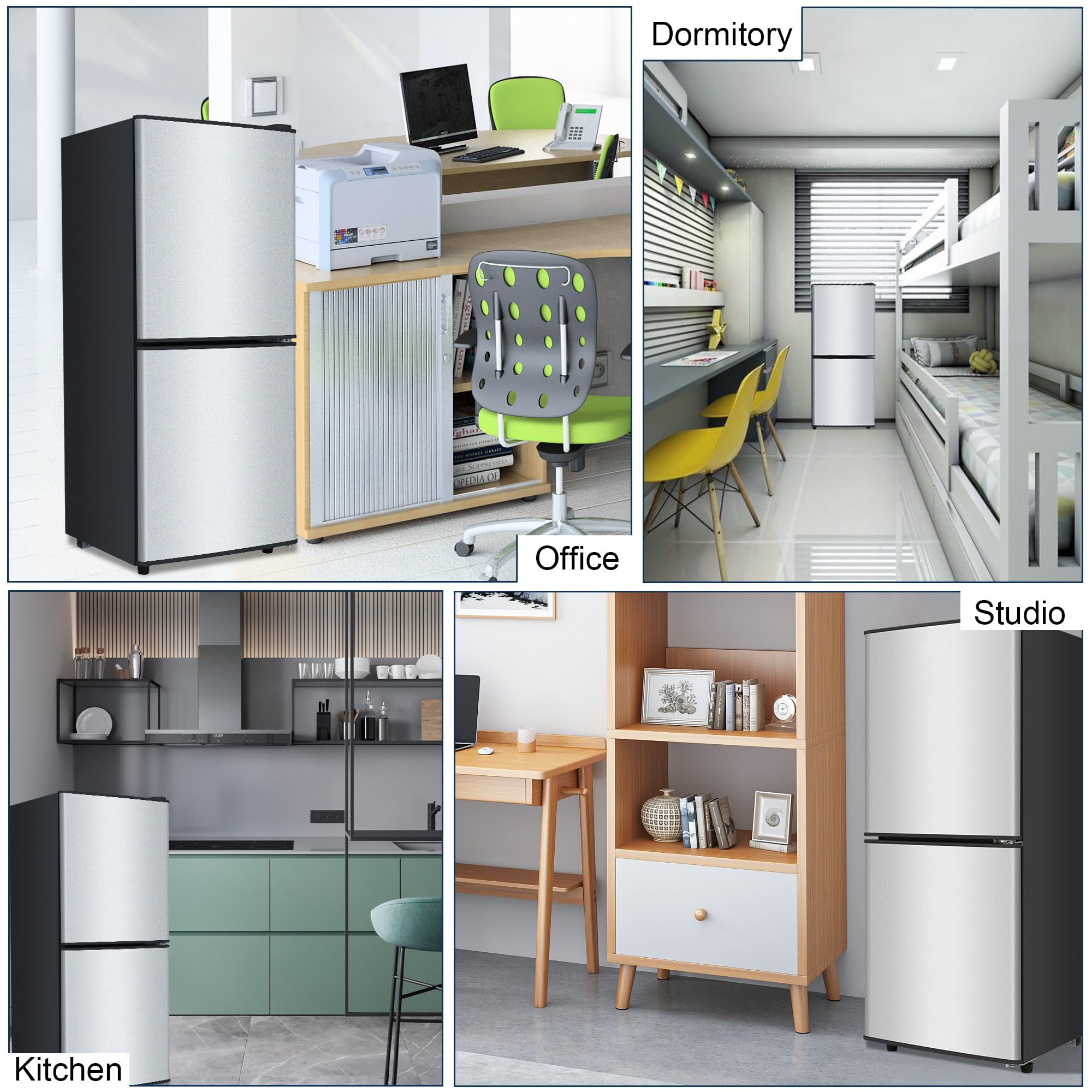 OOTDAY Mini Fridge with Freezer, 4.1 Cu. Ft. Compact Mini Refrigerator, Door Mini Fridge with freezer, Upright for Dorm, Bedroom, Office, Apartment- Food Storage or Drink Beer