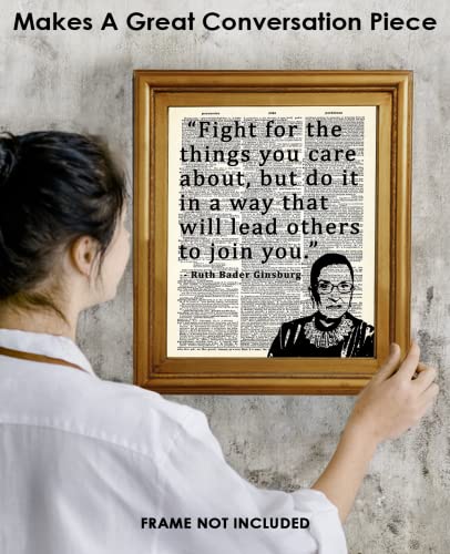 Inspirational Ruth Bader Ginsburg Wall Art "Fight for Things" 8x10 RBG Poster, RBG Wall Art & Motivational Wall Art, Positive Affirmations Wall Decor for Bedroom & Office Decor for Men &Women