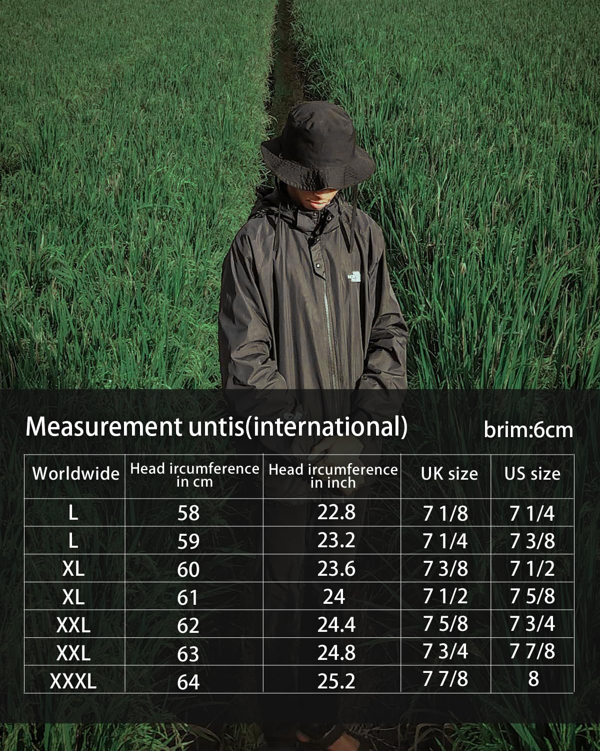 Extra Large Lightweight Bucket Sun Hat,Breathable Travel Cooling Hats,Outdoor Sun Hat for Big Heads 24.5"-25.5" Black