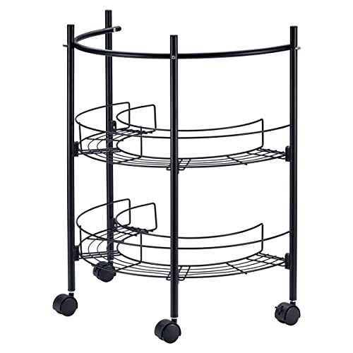 L&H Unico Pedestal Under the Sink Rack with 2 Storage Shelves Metal Bathroom Organizer with Wheels and Towel Holder, Black