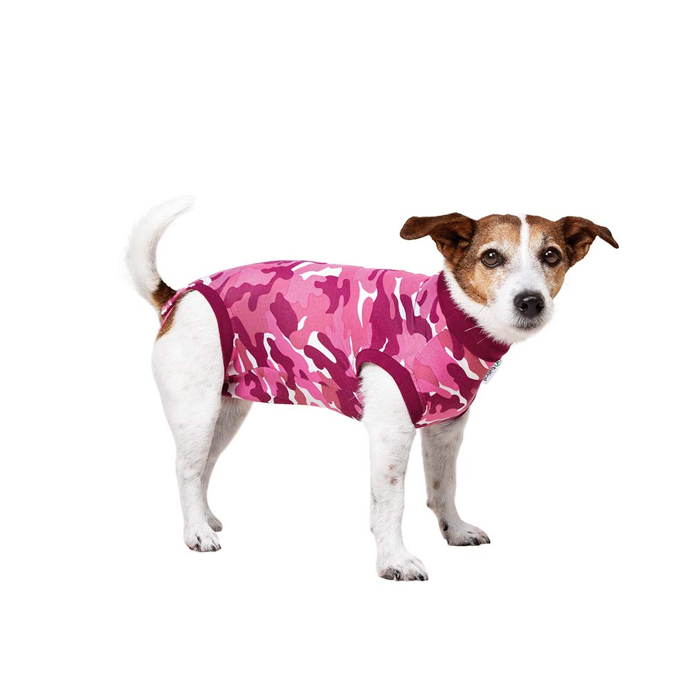 Suitical Recovery Suit for Dogs | Spay and Neutering Dog Surgery Recovery Suit for Male or Female | Soft Fabric for Skin Conditions | 2XS | Neck to Tail 13.0”-16.5” | Pink Camouflage