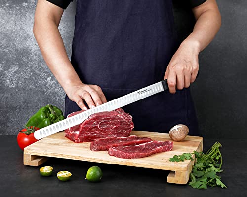 Humbee 14 inch Carving Knife Razor Sharp Blade with Granton Edge for Cutting Smoked Brisket, BBQ Meat, Turkey