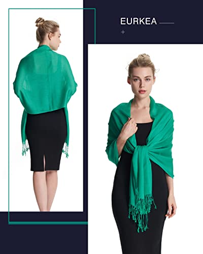 EURKEA Women's Scarf Pashmina Silky Soft Shawls Wraps Stole for Evening, Wedding and Gift, Green