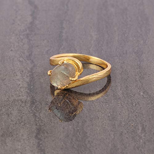El Joyero Beautiful Tiny Ring Smooth Cut Handmade Rings Jewelry | Gold Plated Prong Setting Rings | Wholesale Gemstone Labradorite Rings | Gift For Her Jewelry 1386 4