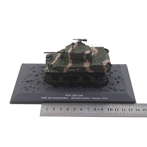 DMCMX 1:43 Ground Armored Vehicle Decoration M5A1 Light Tank USMC 4th Tank Battalion Light Tank Grass Painting Static Military Simulation Model Alloy Body Very Suitable