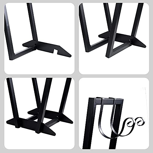 JUNSHUO Firewood Rack Indoor (22Inch/V-Shape) Outdoor Fireplace Firewood Holder with Side Kindling Rack,Assemblable Log Rack Wood Holder