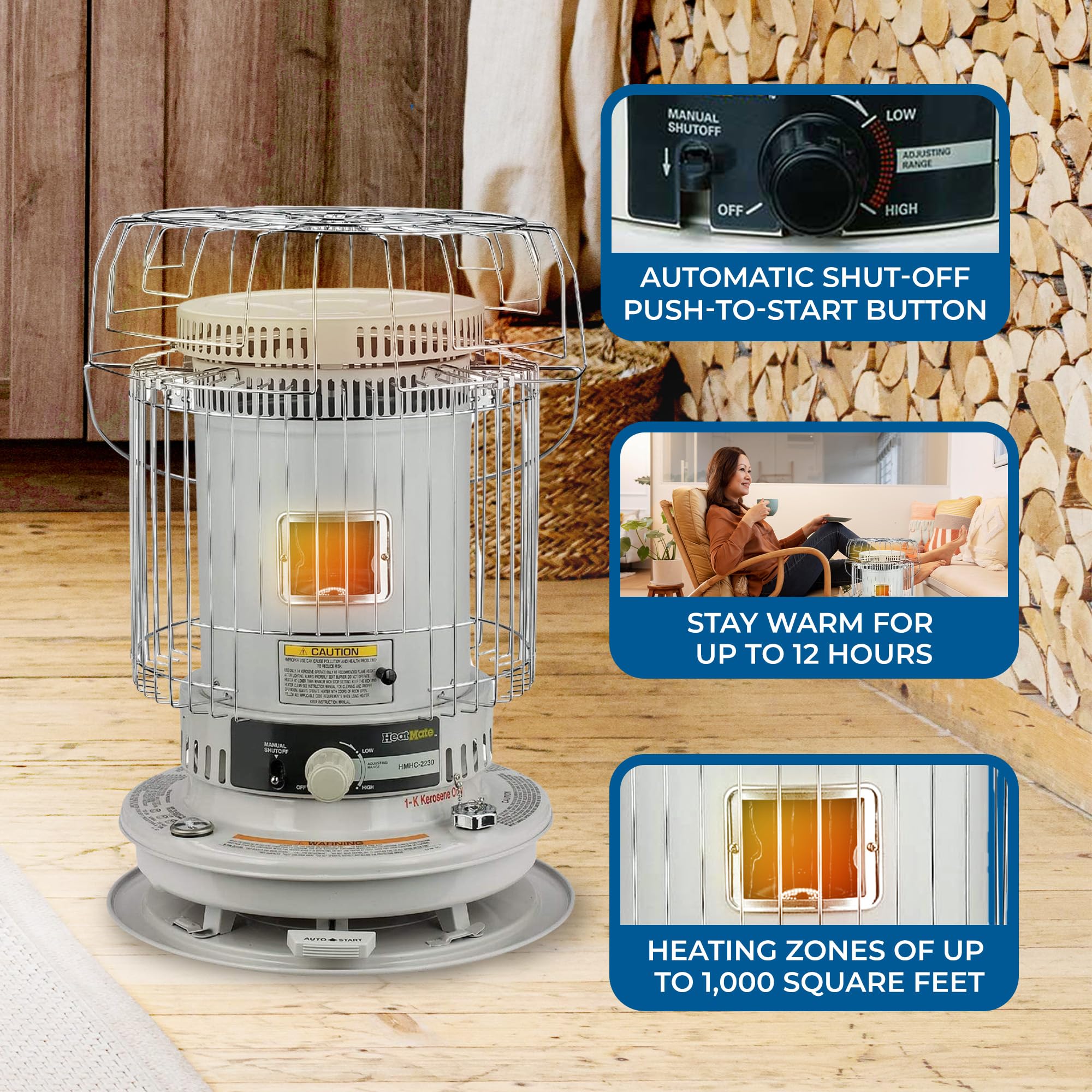 Sengoku HeatMate Portable Kerosene Indoor/Outdoor Space Heater for 1000 sq ft, 23,500 BTU