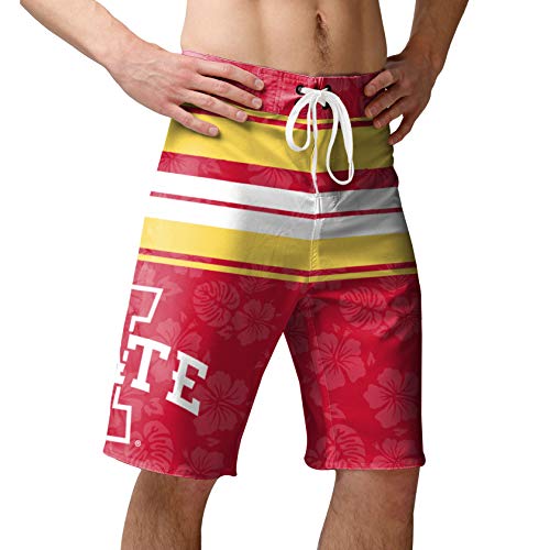 FOCO Iowa State Cyclones NCAA Mens Hibiscus Boardwalk Stripe Boardshorts - L