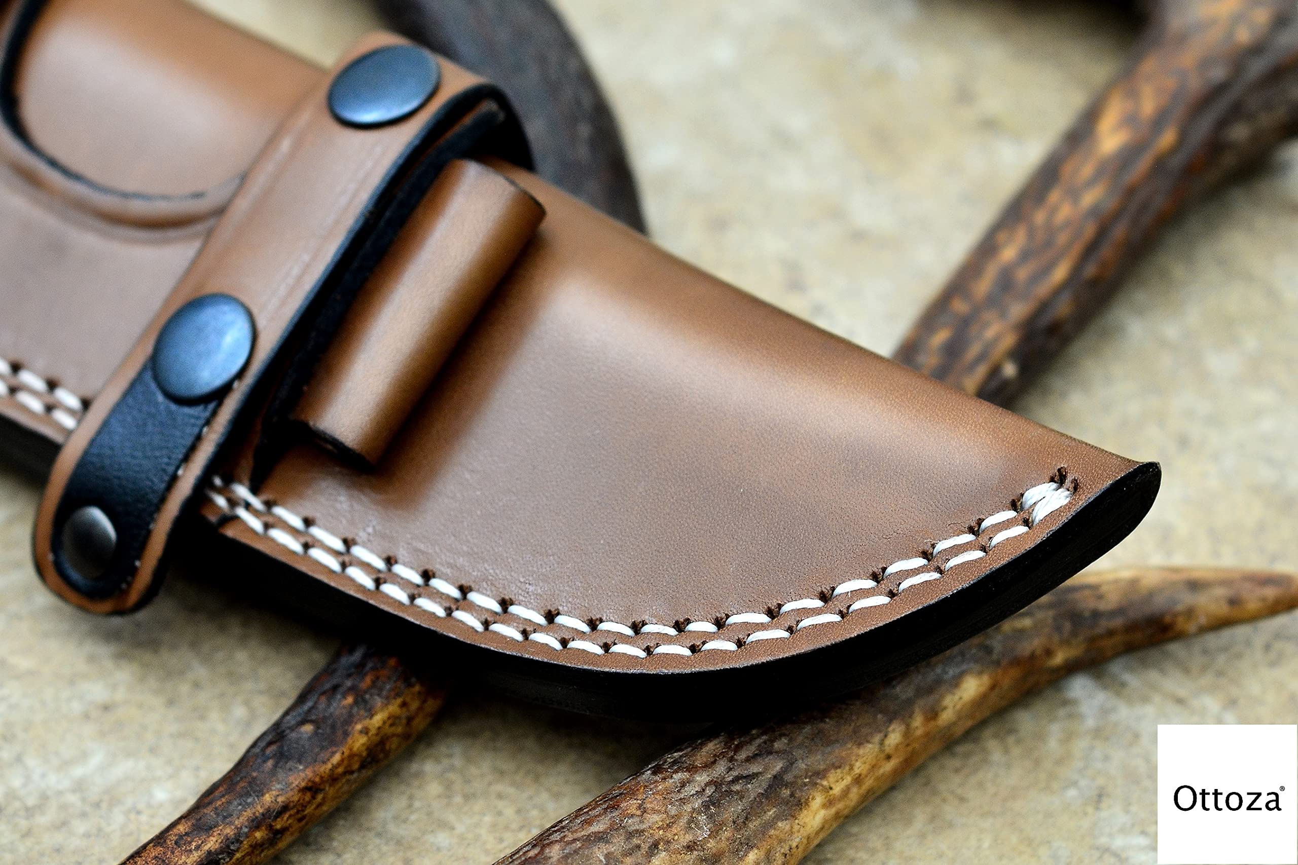 Ottoza TOP GRAIN Leather Knife Sheaths for Fixed Blade Knives, LEFT HAND Leather Knife Sheath for Belt, Leather Knife Holster Belt Knife Holder, Horizontal Knife Sheath for Belt No:102