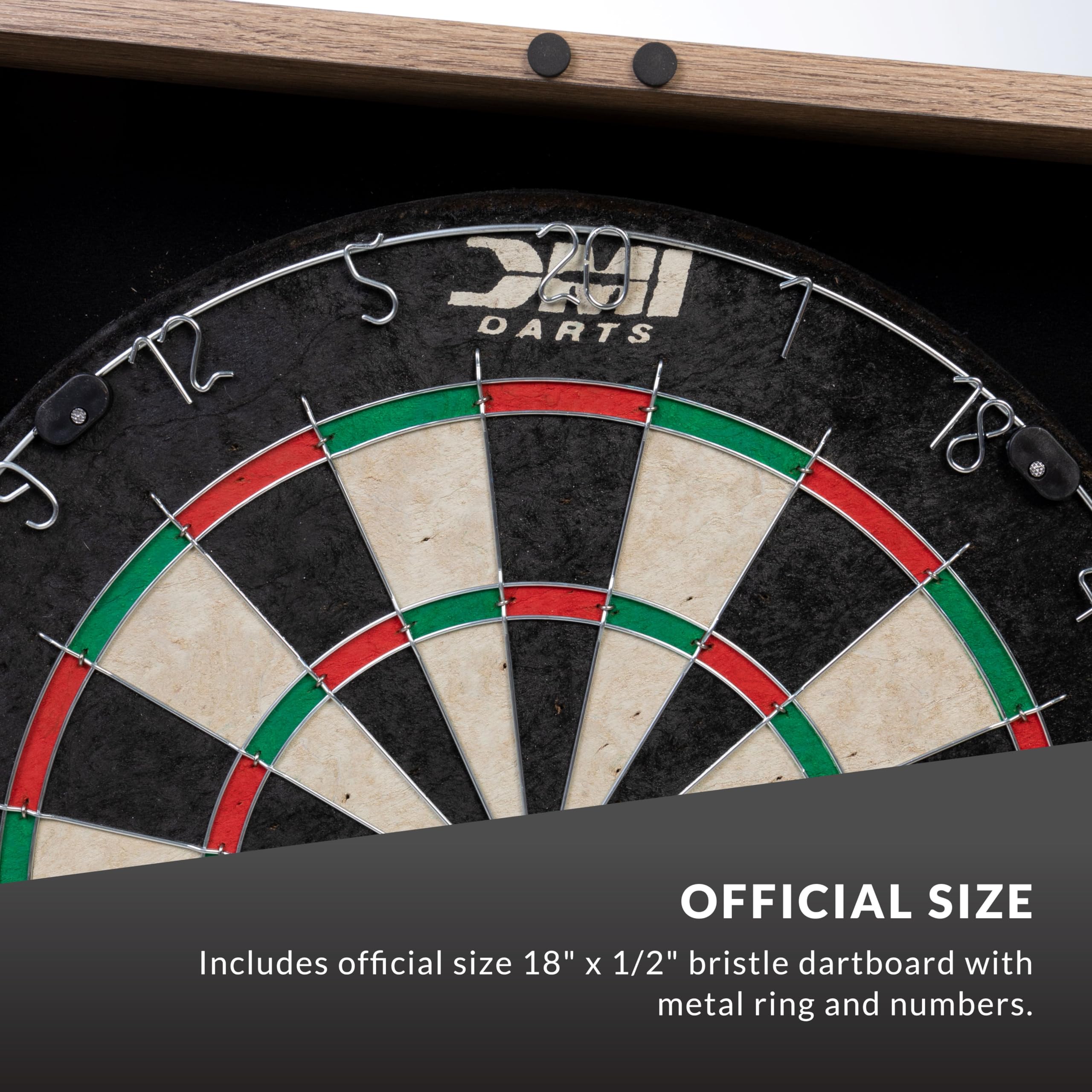 DMI Sports Deluxe Bristle Dartboard Cabinet Set Includes Two Steel Dart Sets with Rustic Rosewood Finish
