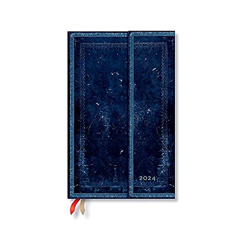 Inkblot (Old Leather Collection) Maxi Horizontal 12-month Dayplanner 2024 (Wrap Closure)