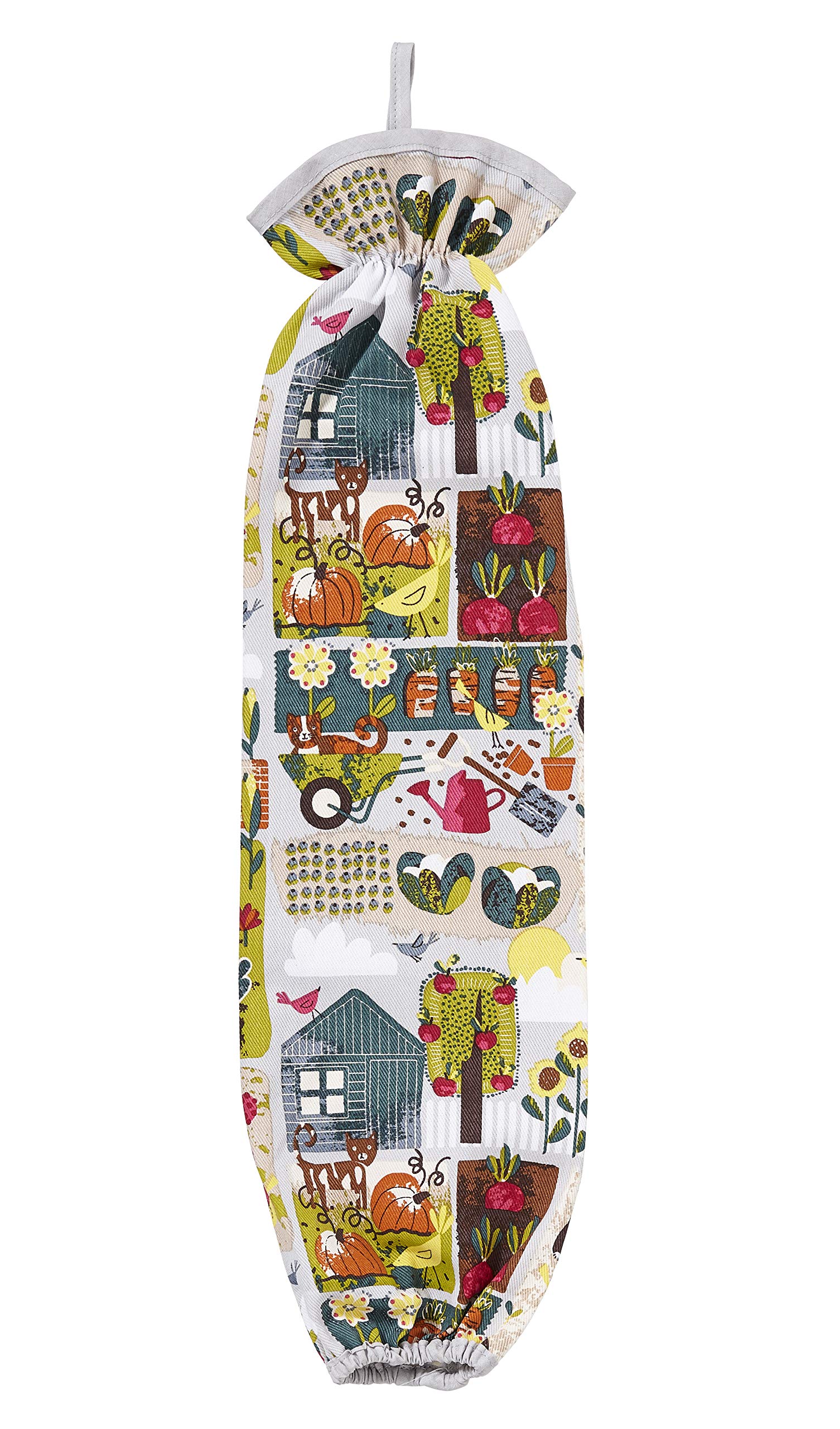 Grocery Plastic Bag Holder Dispenser with Decorative Print on Fabric | Storage Saver Cloth Sacks to Recycle and Reuse Plastic Bags | Set of 2 Hanging Grocery Bag Keeper
