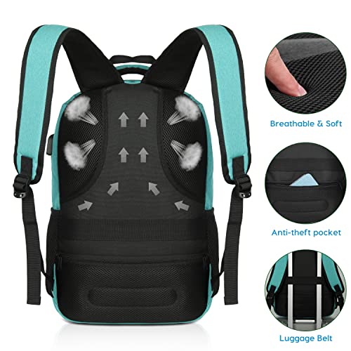 YAMTION School Backpack for Teen Girls and Boys,Laptop Bookbag for College with USB Charging Port,Green