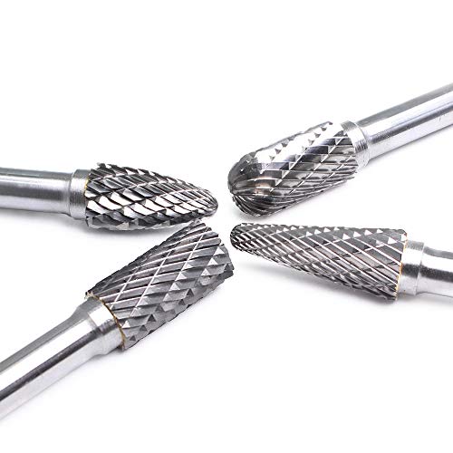 TJATSE 10Pcs Carbide Burrs Set Double Cut Solid Tungsten Carbide Rotary Burr Set 1/4 Inch Shank for Die Grinder Drill Engraving