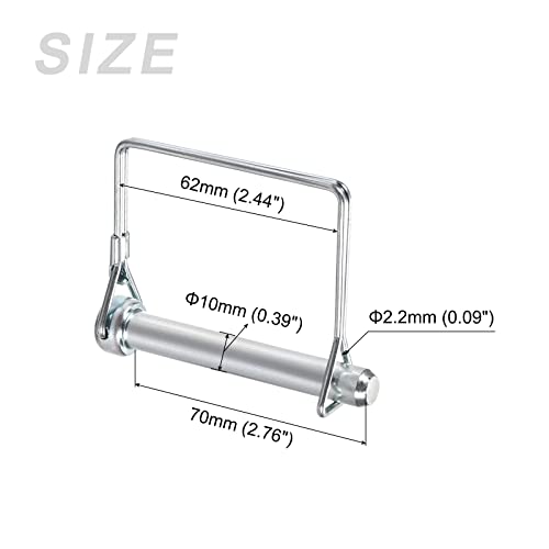 METALLIXITY Square Safety Coupler Pin 2pcs (3/8"x2.76"/ 10x70mm), Carbon Steel Shaft Locking Pin - for House Construction, Tractors, Trailers, Trucks, Mowers