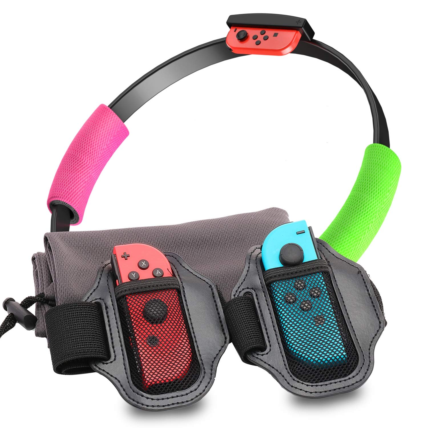 ECHZOVE Leg Strap for Nintendo Switch Sports,Wrist Band Compatible with Switch, Adjustable Leg Strap Compatible with Switch Ring Fit Adventure and Wrist Band for Switch Just Dance - 0.98ft and 1.97ft
