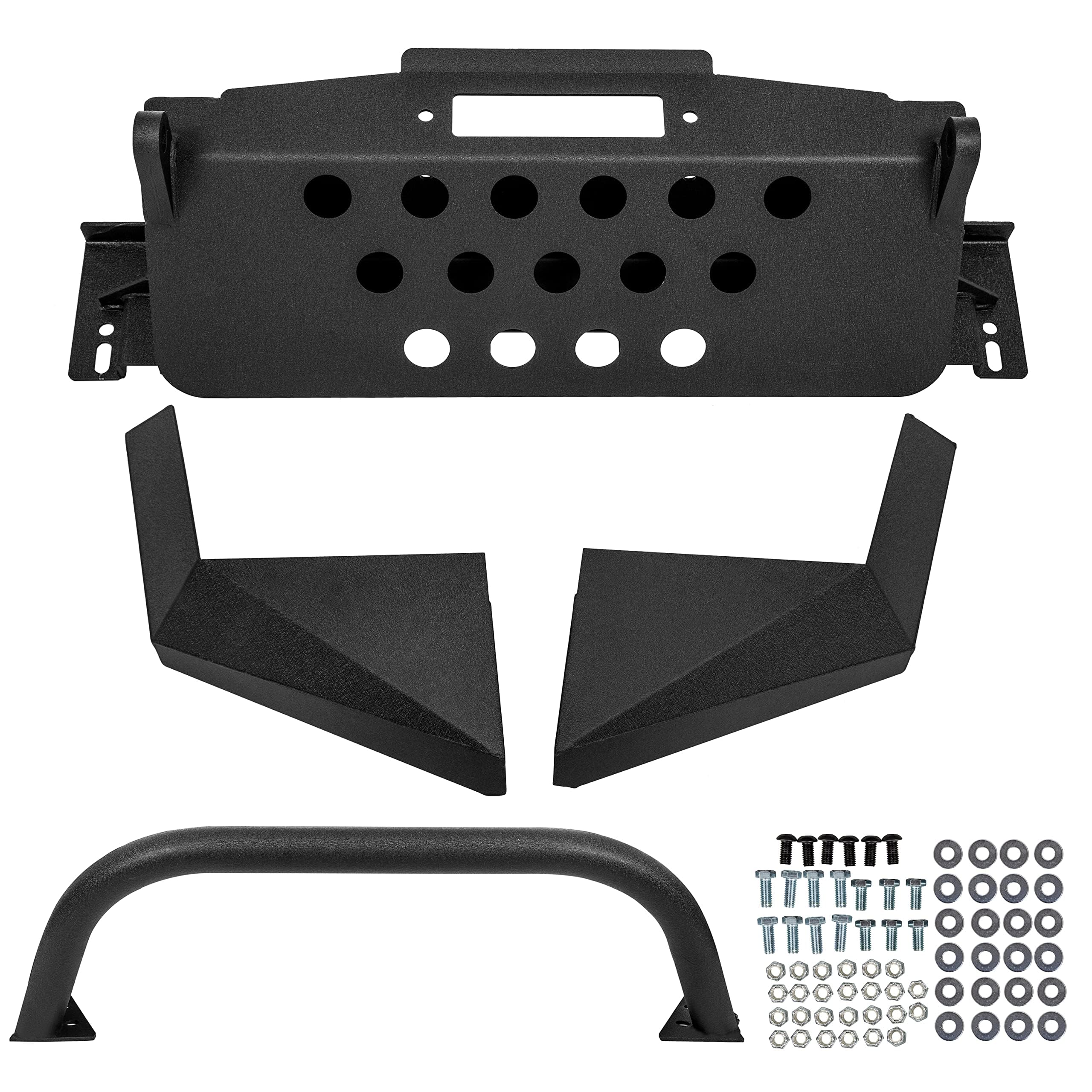 ECOTRIC Front Bumper Compatible with 1998-2011 Ford Ranger W/Winch Plate Bull Bar D-Ring Mounts Bumper Assembly Steel Powder Coated Black