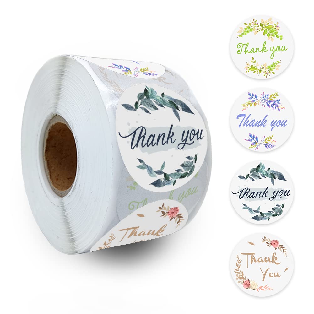 Thank You Stickers Rolls Watercolor Flower Thank You Stickers Labels Adhesive Labels Stickers for Business and Personal Decorative Sealing Stickers Perfect for Weddings, Parties, Gifts(500 Per Roll)