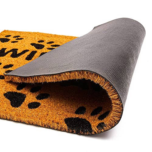 Juvale Nonslip Coco Coir Mat for Entrance, Wipe Your Paws Doormat for Front Door Entry, Dog Lovers (17 x 30 in)
