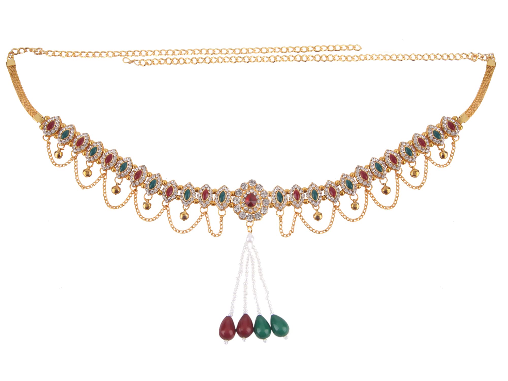 Efulgenz Indian Kamarbandh for Women Antique Gold Jewelry Multicolor Indian Bollywood Crystal Faux Kundan Pearl Vintage Waist Belt Belly Chain Kamarbandh Bridal Dangle Tassel Body Jewelry