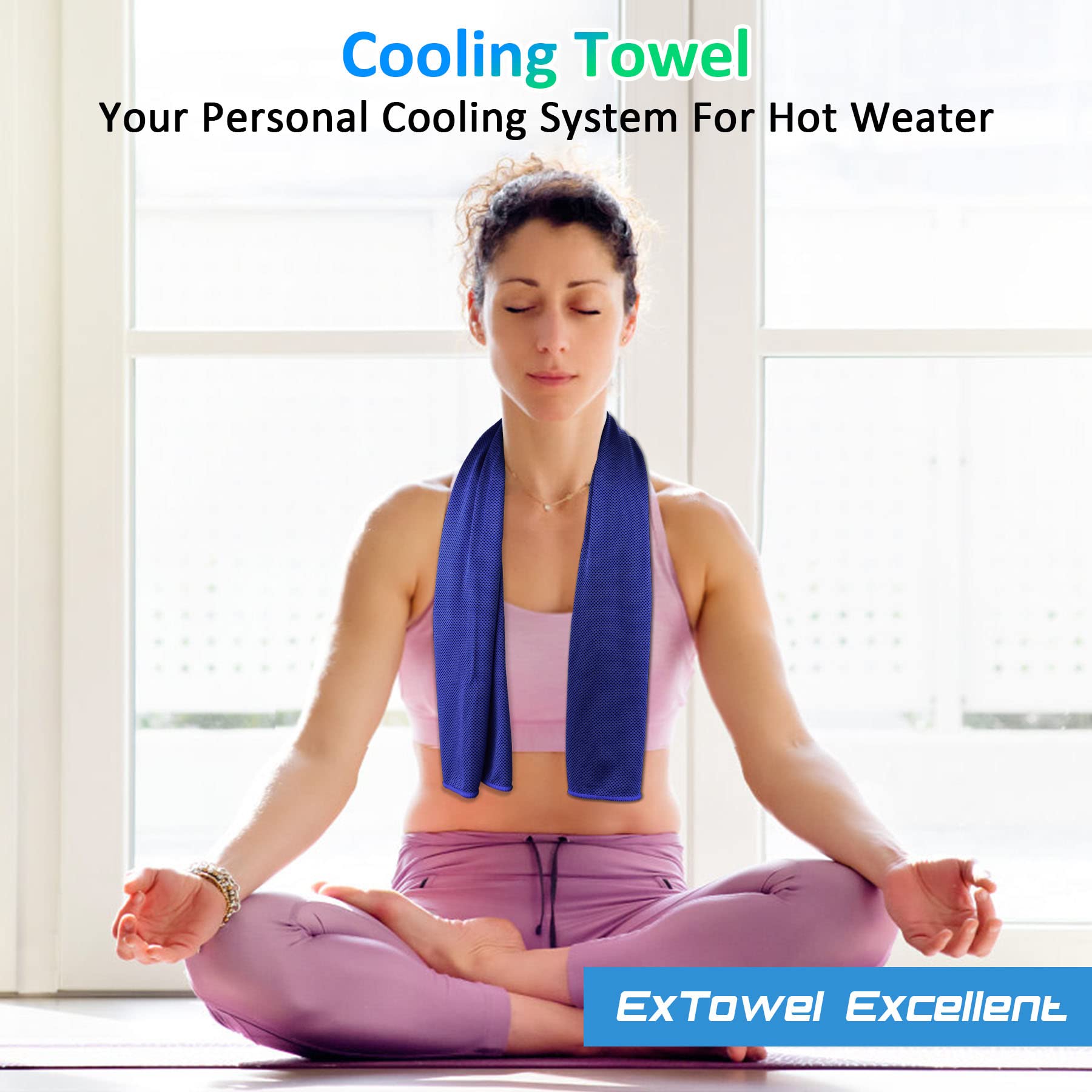 ExTowel Excellent Cooling Towels Neck and Face,(40" x 12") Bulk Ice Towel,Soft Breathable Cooling Towels for Hot Weather,Athletes,Yoga,Gym,Workout,Sports,Camping,Microfiber Cold Towels 4pack