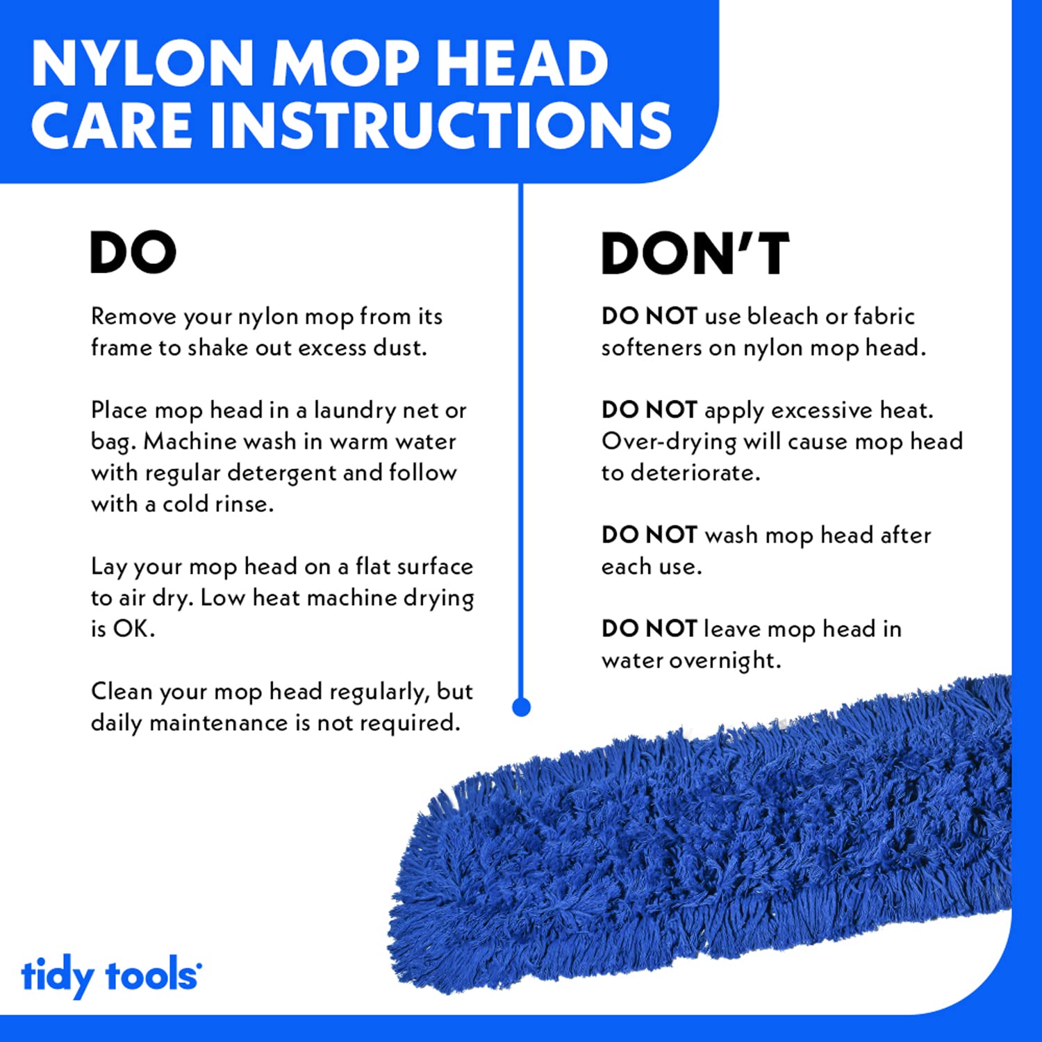 Tidy Tools Commercial Dust Mop Replacement Head – 36 x 5 in. Cotton Nylon Reusable Mop Head – Industrial Dust Mop Refill for Floor Cleaning & Janitorial Supplies, Blue
