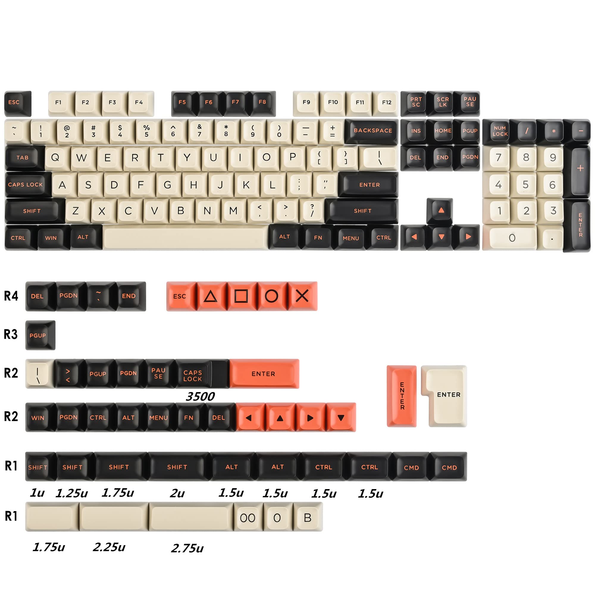 Ussixchare Japanese Cherry Profile Keycaps 60 Percent Dye-Sub for Cherry Mx Gateron Kailh Switch 60% Coral Sea PBT Key Cap Set for 60% 65% Keyboards (Coral Sea-Cherry)