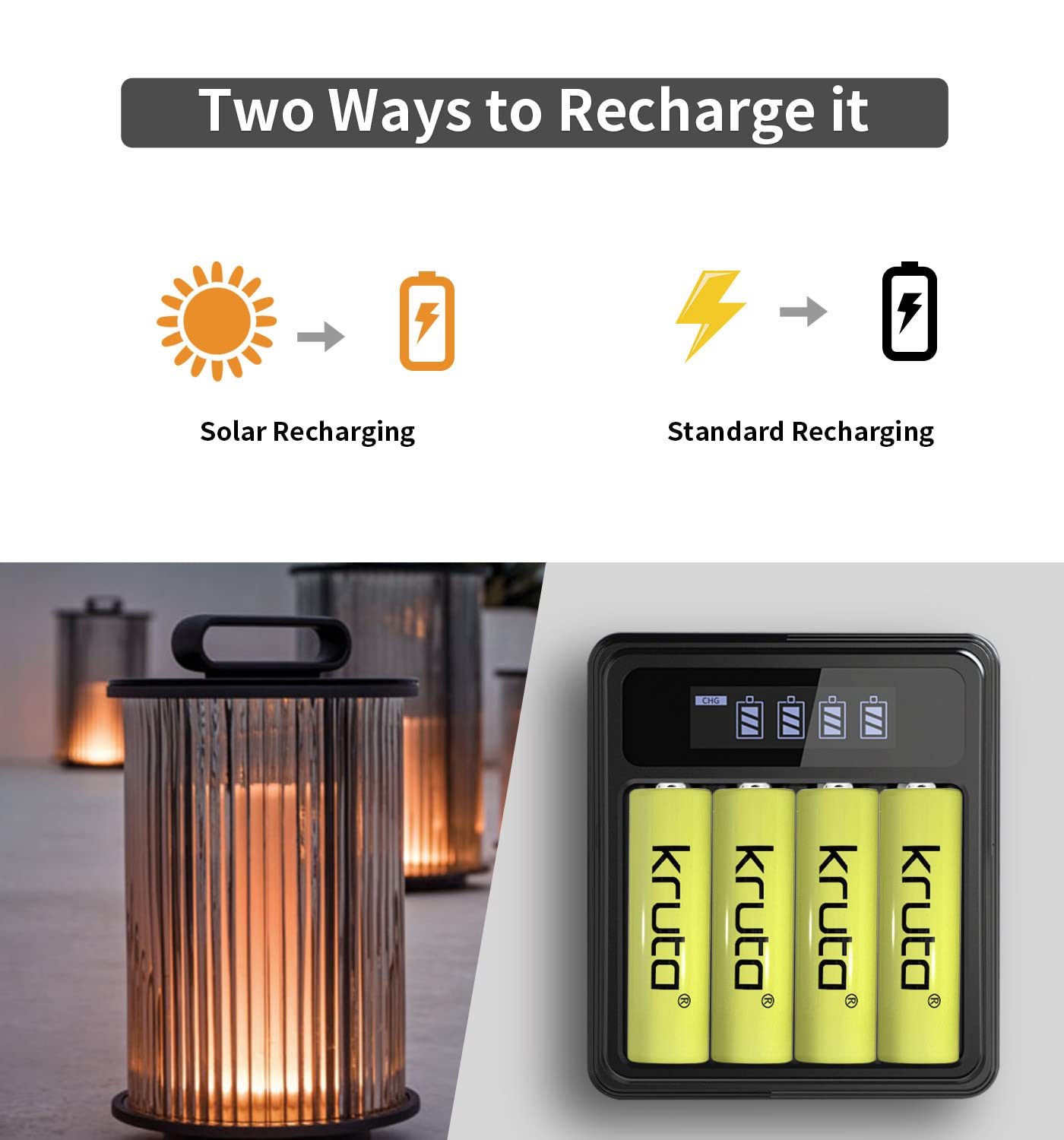 Kruta Rechargeable AA Batteries Ni-CD 600mAh 1.2V Rechargable Solar Light AA Batteries for Outdoor Solar Lamps Garden Lights Remotes Mice (Pack 12)