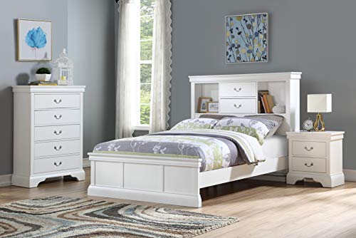 Petfu Modern Nightstand with 2 Drawers Solid Wood Bed Side Table End Table with Storage Classical Nightstand for Bedroom Living Room,White