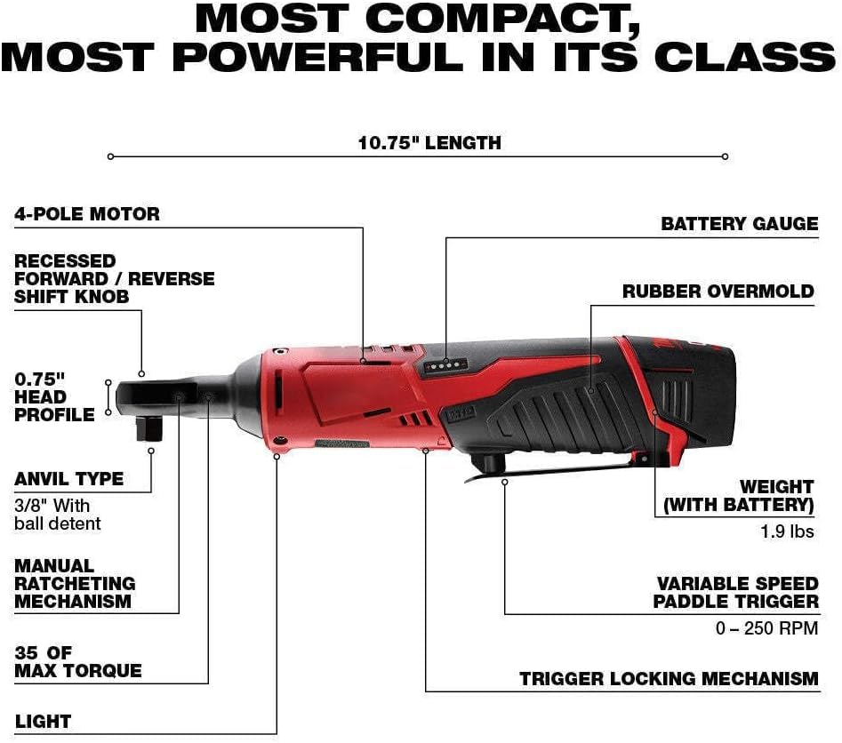 Power Tool Combo Kits,For Milwaukee Tools Combo Kit Milwaukee 2498-25 M12 12v Cordless Lithium-Ion Compact 5 Tool Combo Kit,Drill Driver,Impact Driver,Ratchet,Hackzall, Led Work Light