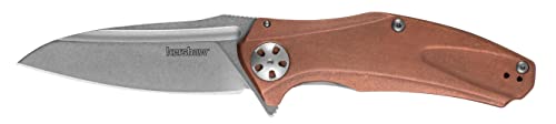 Kershaw Copper Natrix Pocket Knife; 3.25 in. D2 Corrosion Resistant Steel; Heavy Stonewashed Copper Handle, KVT Ball Bearing Opening (7007CU)