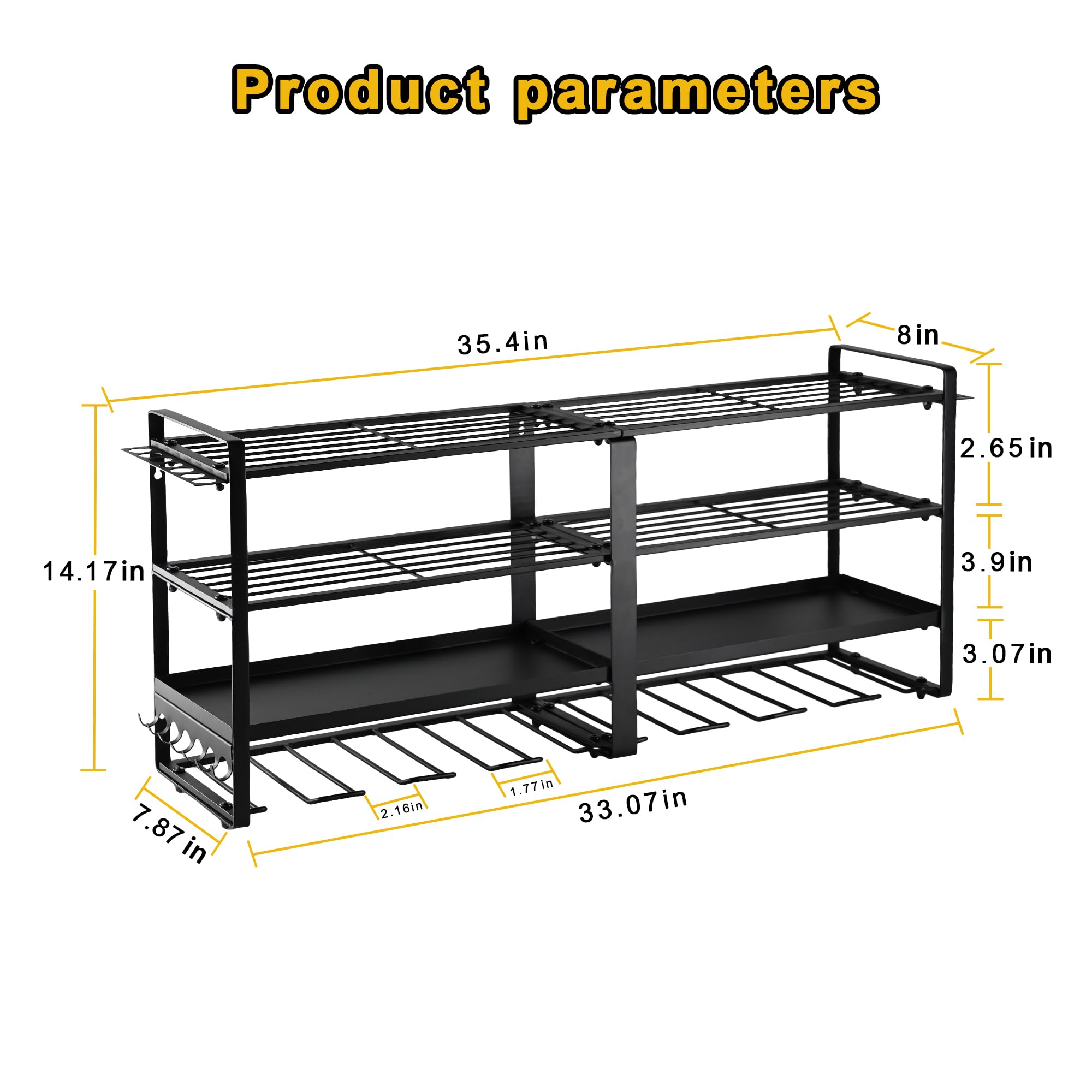 Power Tool Organizer Wall Mount, Metal Powder Drill Holder 8 Layer Tool Organizer and Storage for Garage Cordless Drill and Bit Screw