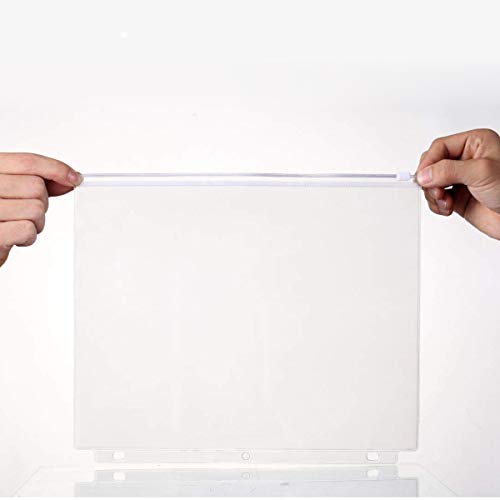 YoeeJob 3 Holes Clear PVC Zipper Binder Pocket Insert Pages Letter Size, 8 1/2"x 11 Loose Leaf Binder Filing Storage Bags 15 Per Pack