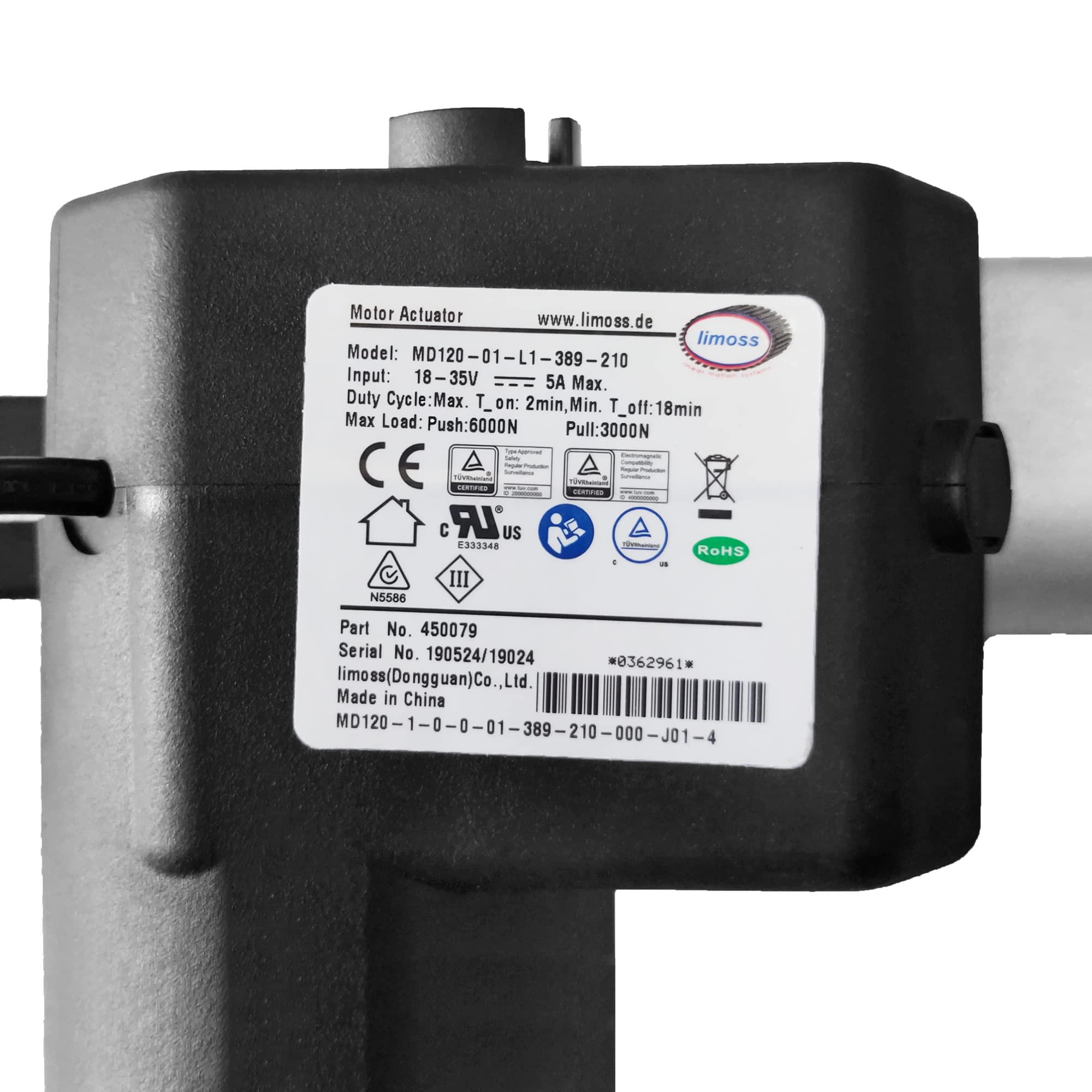 Frassie Power Recliner Lift Chair Motor Limoss 450079 Actuator Model MD120-01-L1-389-210 Replacement