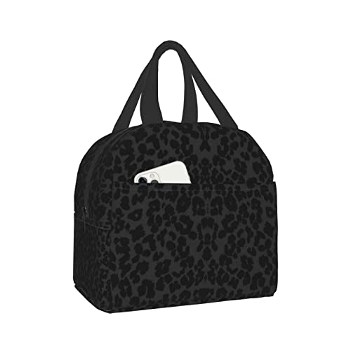 Lunch Bag for Women Men Cheetah Black Leopard Insulated Lunch Box for Adult Reusable Lunch Tote Bag for Work Picnic or Travel