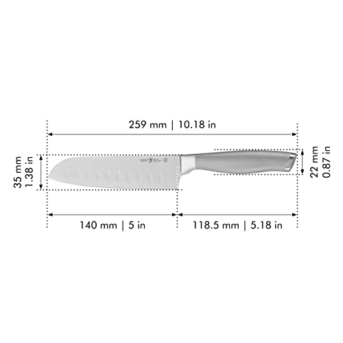 HENCKELS Modernist Razor-Sharp Hollow Edge Santoku Knife 5 inch, German Engineered Informed by 100+ Years of Mastery, Gray